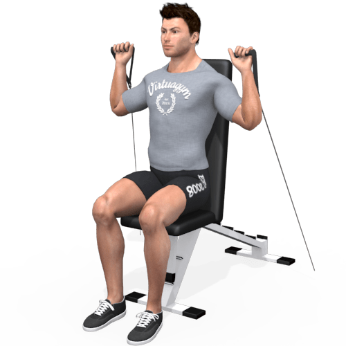 Pulley Seated Shoulder Press Video Exercise Guide