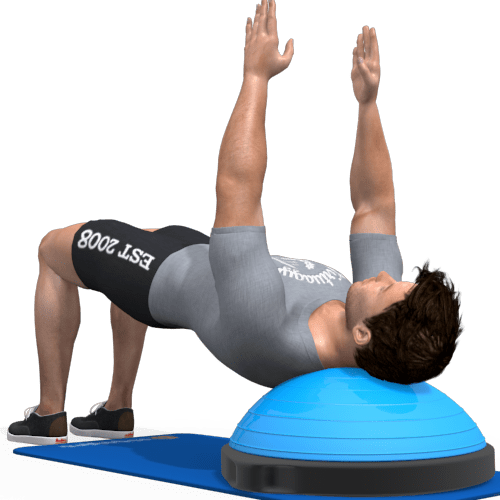 Bosu Hip Thrust Arms Up Video Exercise Guide