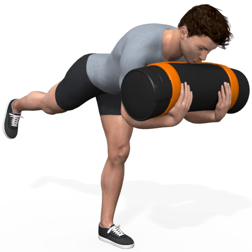 Sandbag One Leg Deadlift Zercher Grip Video Exercise Guide