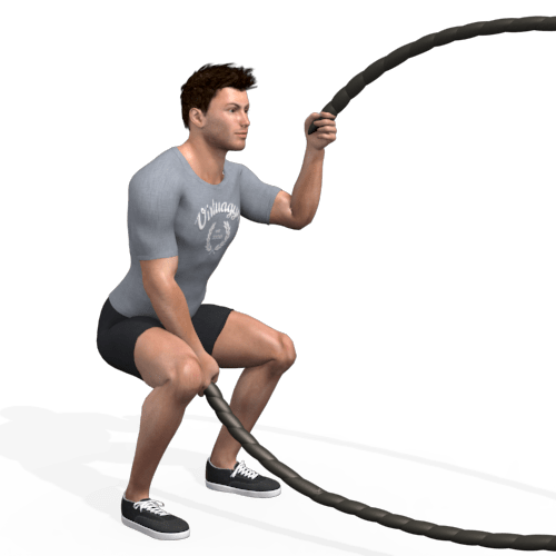 Battle Rope Squat With Waves (alternating) Video Exercise Guide