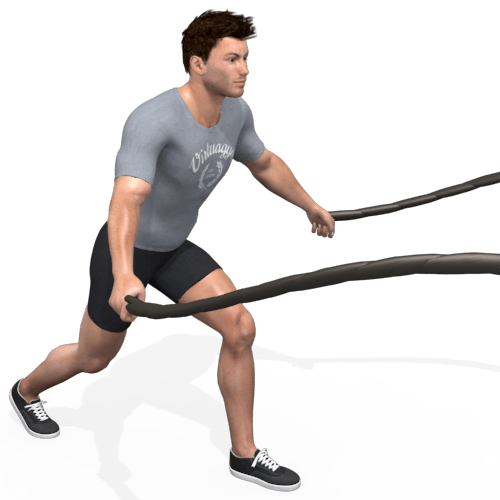 Battle Rope Split Squat Outside Circles Video Exercise Guide