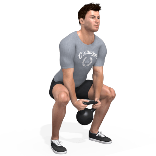 Kettlebell Squat Biceps Curl To Shoulder Press Video Exercise Guide