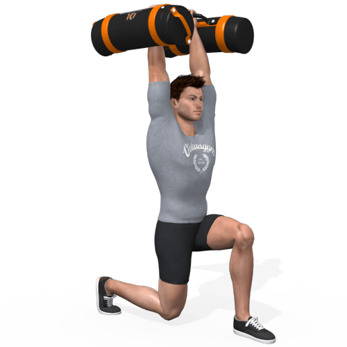 Sandbag Split Squat Overhead Video Exercise Guide