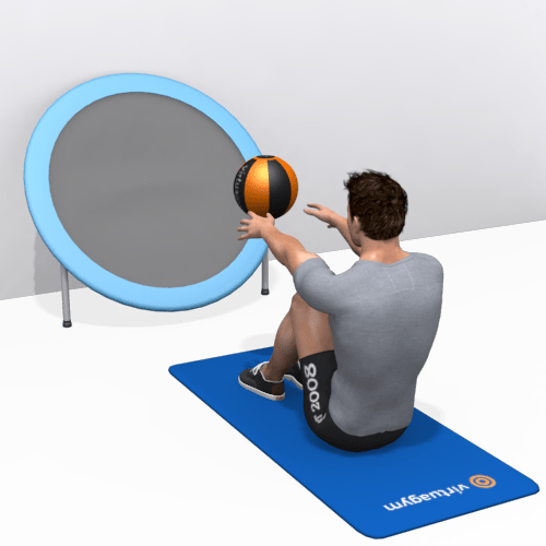 Trampoline Sit-up Chest Throw Video Exercise Guide
