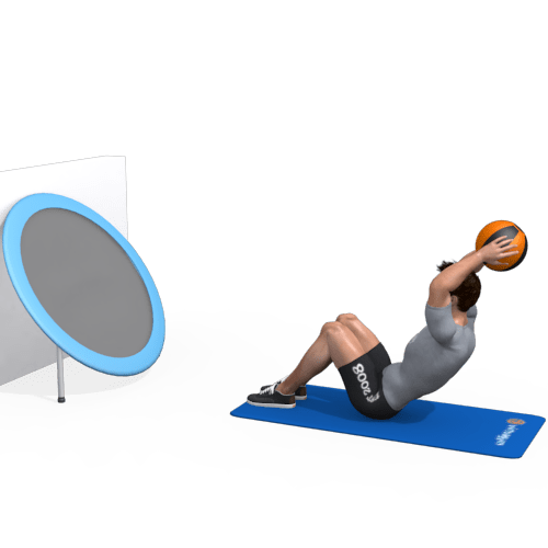 Trampoline Sit-up Overhead Throw Video Exercise Guide