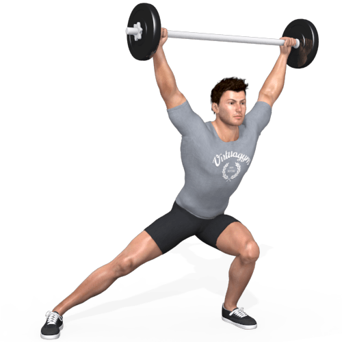 Barbell Lateral Lunge Overhead (alternating) Video Exercise Guide