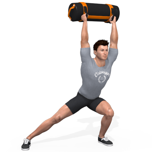 Sandbag Lateral Lunge Overhead (alternating) Video Exercise Guide