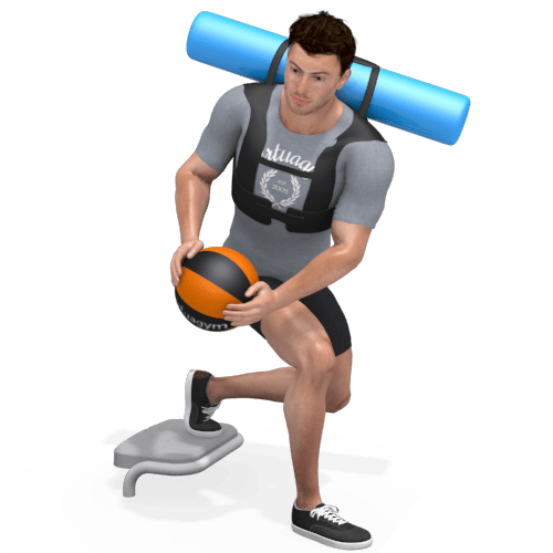 Aerobic Step Step Off Lunge Rotation Video Exercise Guide