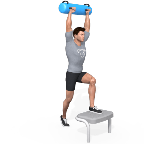 Aerobic Step Snatch One Leg Hold Step Up Video Exercise Guide