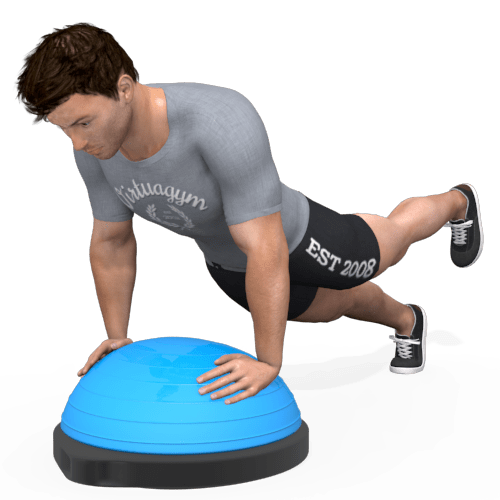Bosu Push-up Leg Lift (alternating) Video Exercise Guide