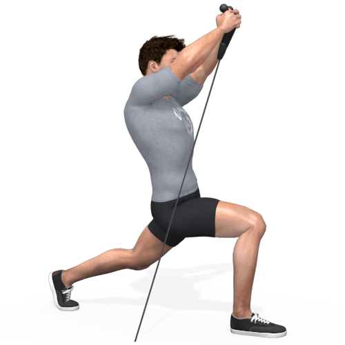Pulley Chopper Split Squat Position Low-high Closed, Righ Video ...