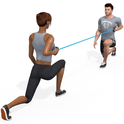 Elastics Reverse Lunge And Row Same Side Video Exercise Guide