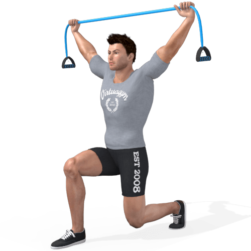 Elastics Overhead Split Squat Video Exercise Guide