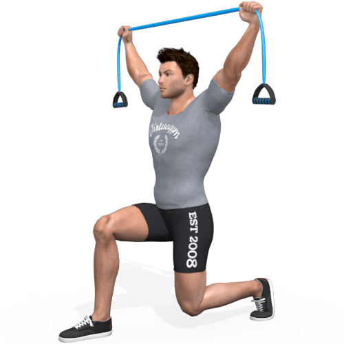 Elastics Overhead Lunge Walk Video Exercise Guide