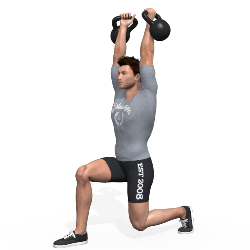 Kettlebell Lunge Walk Press Video Exercise Guide