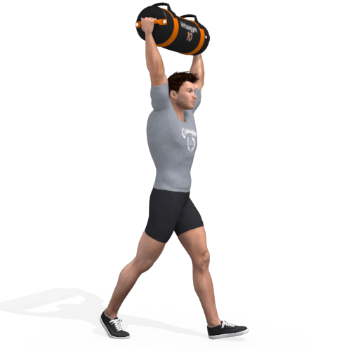 Sandbag Overhead Walk Video Exercise Guide