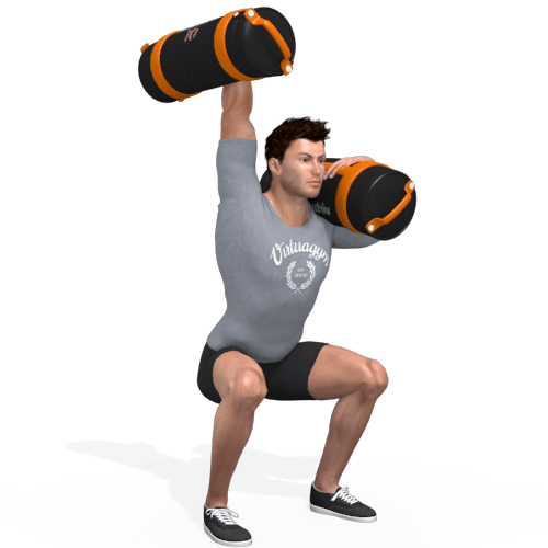 Sandbag Squat Shouldering And Overhead Video Exercise Guide
